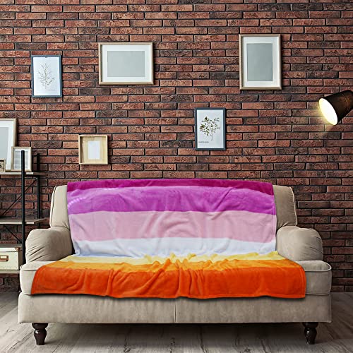 Lesbian Sunset Pride Super Plush Blanket - 50x60 Soft Throw Blanket - Perfect for Cuddle Season LGBT Lesbian Pride Blanket