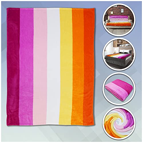 Lesbian Sunset Pride Super Plush Blanket - 50x60 Soft Throw Blanket - Perfect for Cuddle Season LGBT Lesbian Pride Blanket