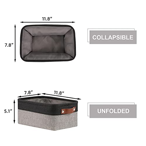 HNZIGE Storage Basket Bins Collapsible Storage Baskets for Organizing Shelf Closet Bedroom, Perfect Storage Bin with Handles for Closet, Clothes, Toy, Home（Black 15" x 11" x 9.5",11.8" x 7.8" x 5.1")