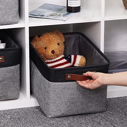 HNZIGE Storage Basket Bins Collapsible Storage Baskets for Organizing Shelf Closet Bedroom, Perfect Storage Bin with Handles for Closet, Clothes, Toy, Home（Black 15" x 11" x 9.5",11.8" x 7.8" x 5.1")