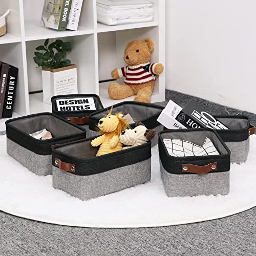 HNZIGE Storage Basket Bins Collapsible Storage Baskets for Organizing Shelf Closet Bedroom, Perfect Storage Bin with Handles for Closet, Clothes, Toy, Home（Black 15" x 11" x 9.5",11.8" x 7.8" x 5.1")