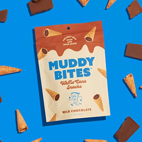 Muddy Bites Waffle Cone Snacks Chocolate Filled Bite Sized Cones (Pack of 5)