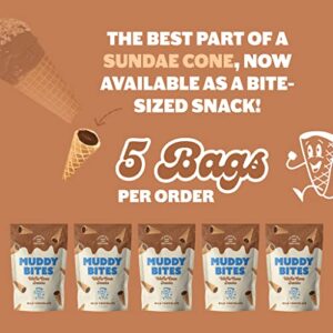 Muddy Bites Waffle Cone Snacks Chocolate Filled Bite Sized Cones (Pack of 5)