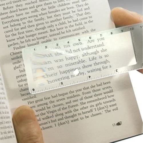 Magnifying Bookmark - Magnifying Glass Bookmark for Reading - Bookmark Magnifier with 4" Ruler, Decorative Ribbon, Blue - Lot of 6