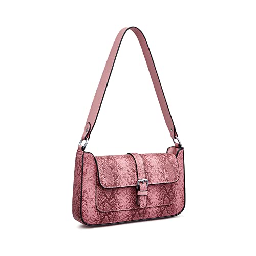 S-ZONE Genuine Leather Shoulder Bags for Women Hobo Purses Handbags Snakeskin Small Retro Classic