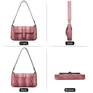 S-ZONE Genuine Leather Shoulder Bags for Women Hobo Purses Handbags Snakeskin Small Retro Classic