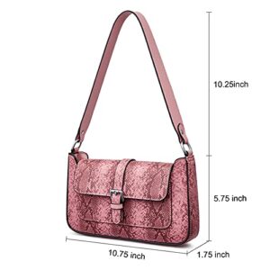 S-ZONE Genuine Leather Shoulder Bags for Women Hobo Purses Handbags Snakeskin Small Retro Classic