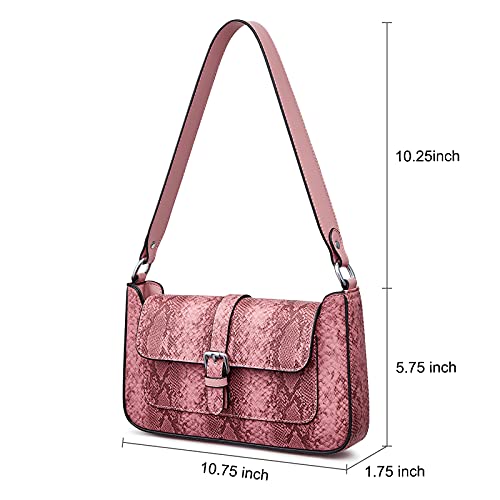 S-ZONE Genuine Leather Shoulder Bags for Women Hobo Purses Handbags Snakeskin Small Retro Classic