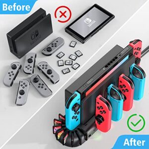 Switch Controller Charging Dock Station Compatible with Nintendo Switch & OLED Model Joycons, KDD Switch Controller Charger Dock Station with Upgraded 8 Game Storage for Nintendo Switch Joycon & Games