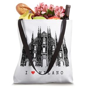 Milan Cathedral Vintage Skyline Italy Fan I Love Milano Tote Bag