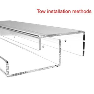 HEBANG 2 Pieces Fitted with Transparent Acrylic Floating Wall Rack 40 cm, Bathroom Supplies Display Rack, Perfect for Room, 15.74*3.93*1.96 (HB-02)