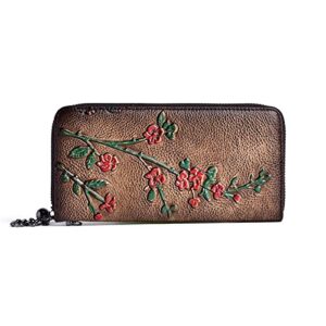 lmkids retro genuine leather wallets for women embossed women’s purse ladies clutch purse with tassel (style 11)