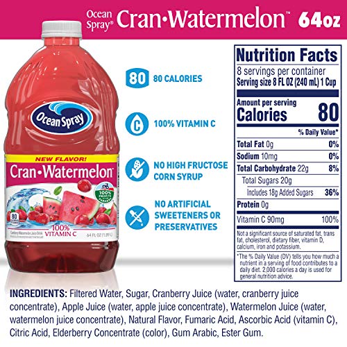 Ocean Spray Cran-Watermelon Juice Drink, 64 Ounce Bottle