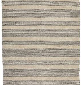 Pebble & Crane - Sheffield Rug - Woven Throw Rug - 100% Cotton - Area Rug for Kitchen, Living Room, Bedroom, and More - Tassel Trim - 3’ x 5’ - Natural and Grey