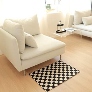 Black Check Pattern Mini Rug, Indoor Rug, Mini Rug(1.6 ft * 2.3 ft), Modern Designed Rug, Pet Rug