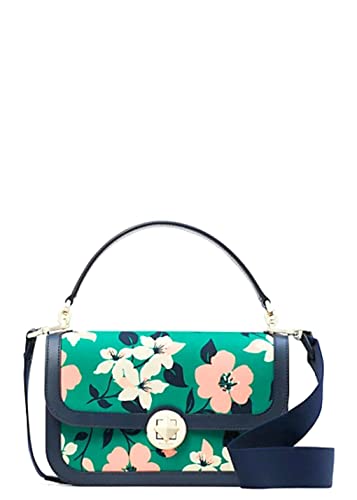 Kate Spade Lily Blooms Printed Canvas Flap Top Handle Satchel Crossbody Green