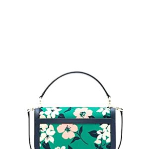 Kate Spade Lily Blooms Printed Canvas Flap Top Handle Satchel Crossbody Green