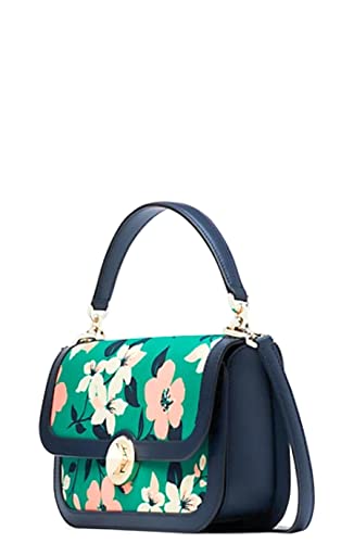 Kate Spade Lily Blooms Printed Canvas Flap Top Handle Satchel Crossbody Green