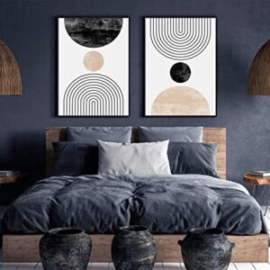 Mid Century Modern Wall Art Prints Set of 2, Neutral Abstract Geometric Wall Art Boho Wall Art Canvas Mid Century Eoind Art Wall Decor Mid Century Picture Artwork for Home Room 16x24 Inch, UNFRAMED