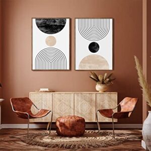 Mid Century Modern Wall Art Prints Set of 2, Neutral Abstract Geometric Wall Art Boho Wall Art Canvas Mid Century Eoind Art Wall Decor Mid Century Picture Artwork for Home Room 16x24 Inch, UNFRAMED