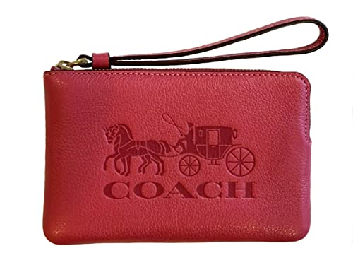 Coach Women's Corner Zip Wristlet With Horse And Carriage (Strawberry Haze)