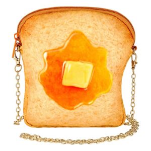 butter toast shoulder bag cross body handbag small novelty purse food purse cute pouch wallet with strap messenger bag