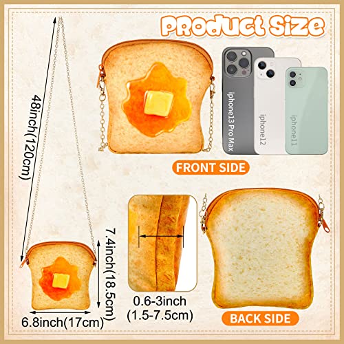 Butter Toast Shoulder Bag Cross Body Handbag Small Novelty Purse Food Purse Cute Pouch Wallet with Strap Messenger Bag