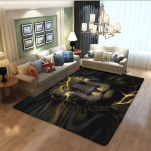 rui＆tong black and gold lion animal theme interior doormat front area rug, absorbent non slip entry rug, 39x60inches( 100x150cm)