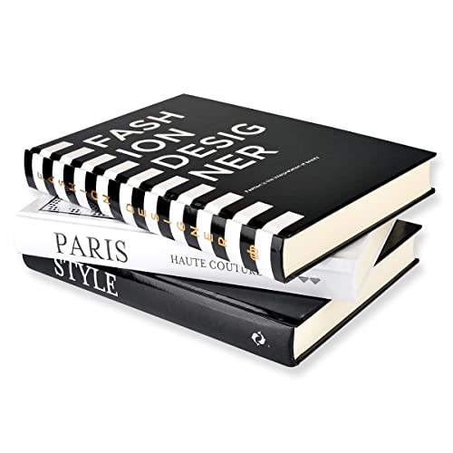 Fashion Decorative Book Stack,Set of 3 Hardcover Modern Decorative Books,Fashion Design Book Set for Coffee Table(FASHION/PARIS/STYLE)