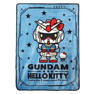 bioworld hello kitty x gundam character throw blanket