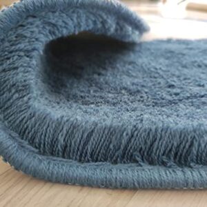 Evil Eye Fluffy Rug,Circle Area Rug, Aesthetic Rug for Bedroom,Handmade Tufted Rug, Nursery Room, Living Room, Bathroom Rug, Non Slip Washable Blue Rug (35" x 35", Blue)