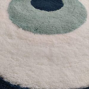 Evil Eye Fluffy Rug,Circle Area Rug, Aesthetic Rug for Bedroom,Handmade Tufted Rug, Nursery Room, Living Room, Bathroom Rug, Non Slip Washable Blue Rug (35" x 35", Blue)