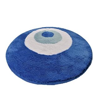 Evil Eye Fluffy Rug,Circle Area Rug, Aesthetic Rug for Bedroom,Handmade Tufted Rug, Nursery Room, Living Room, Bathroom Rug, Non Slip Washable Blue Rug (35" x 35", Blue)