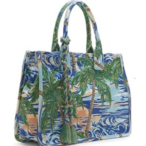 Vince Camuto womens Orla Tote, Blue Palm, One Size US