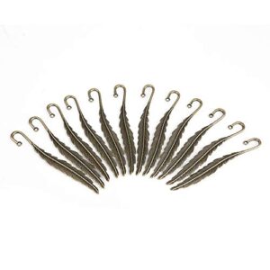 12pcs vintage metal feather bookmarks, mermaid hooks shaped bookmark