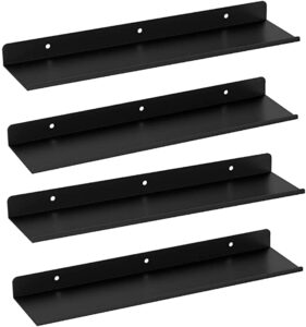 16″ metal floating shelves wall mounted shelf, floating shelves metal ledge shelves hanging wall decor shelf for living room, bedroom, bathroom, kitchen,4 pack