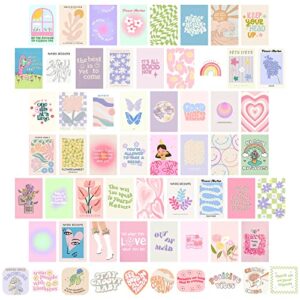 gensteuo 50pcs danish pastel wall collage kit aesthetic pictures, danish pastel room decor aesthetic, cute posters for dorm wall decor, aesthetic wall decor for bedroom teen girl, photo collage kit