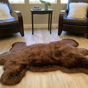 LAMBZY Faux Sheepskin Super Soft Hypoallergenic Silky Shag Bear Rug for Living Room, Kids Room, Sofa (2'x3', Brown)