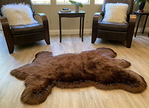 LAMBZY Faux Sheepskin Super Soft Hypoallergenic Silky Shag Bear Rug for Living Room, Kids Room, Sofa (2'x3', Brown)