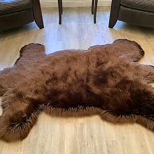 LAMBZY Faux Sheepskin Super Soft Hypoallergenic Silky Shag Bear Rug for Living Room, Kids Room, Sofa (2'x3', Brown)