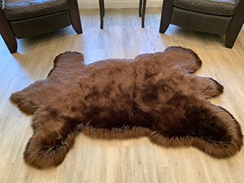 LAMBZY Faux Sheepskin Super Soft Hypoallergenic Silky Shag Bear Rug for Living Room, Kids Room, Sofa (2'x3', Brown)