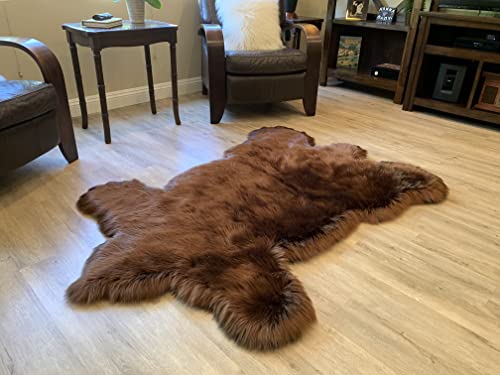 LAMBZY Faux Sheepskin Super Soft Hypoallergenic Silky Shag Bear Rug for Living Room, Kids Room, Sofa (2'x3', Brown)