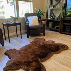 LAMBZY Faux Sheepskin Super Soft Hypoallergenic Silky Shag Bear Rug for Living Room, Kids Room, Sofa (2'x3', Brown)