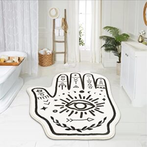 bathroom rug 3′ x 4.3′ evil eye palmistry rug kids rug for bedroom rug aesthetic washable boho area rug for kids room soft black and white nursery rug play carpet for playroom dorm living room decor