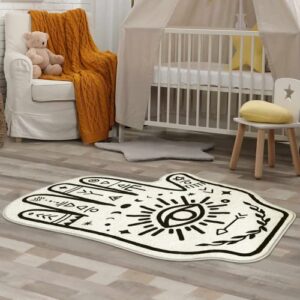 Bathroom Rug 3' X 4.3' Evil Eye Palmistry Rug Kids Rug for Bedroom Rug Aesthetic Washable Boho Area Rug for Kids Room Soft Black and White Nursery Rug Play Carpet for Playroom Dorm Living Room Decor