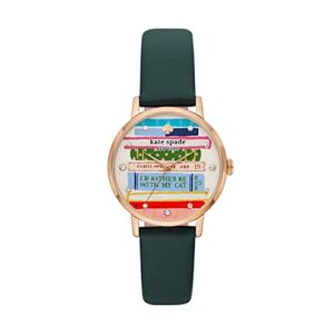 kate spade new york women’s metro three-hand green leather watch (model: ksw1766)