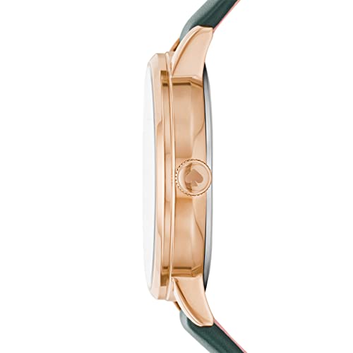 Kate Spade New York Women's Metro Three-Hand Green Leather Watch (Model: KSW1766)