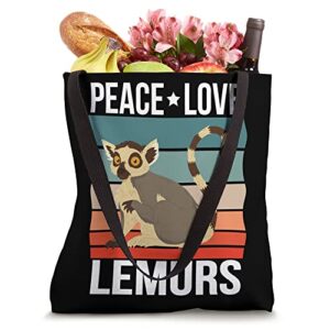 Peace Love Lemurs Quote Retro Primate Vintage Tote Bag