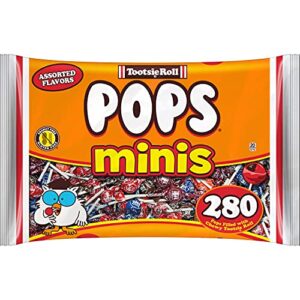 tootsie pops roll mini with chocolatey center, 280 count, 50.37 ounce bag, 5 flavors, multi