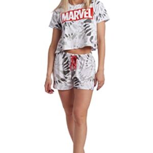 Marvel Avengers Womens Pajama Shirt and Shorts Sleep Set Tie Dye White Medium